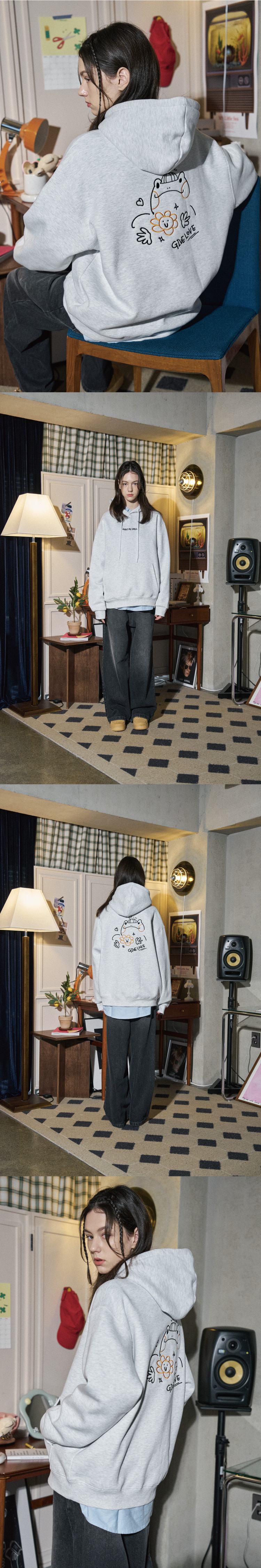 MUSINSA | CPGN STUDIO Crocodile Pop embroidered Hoodie Melange White