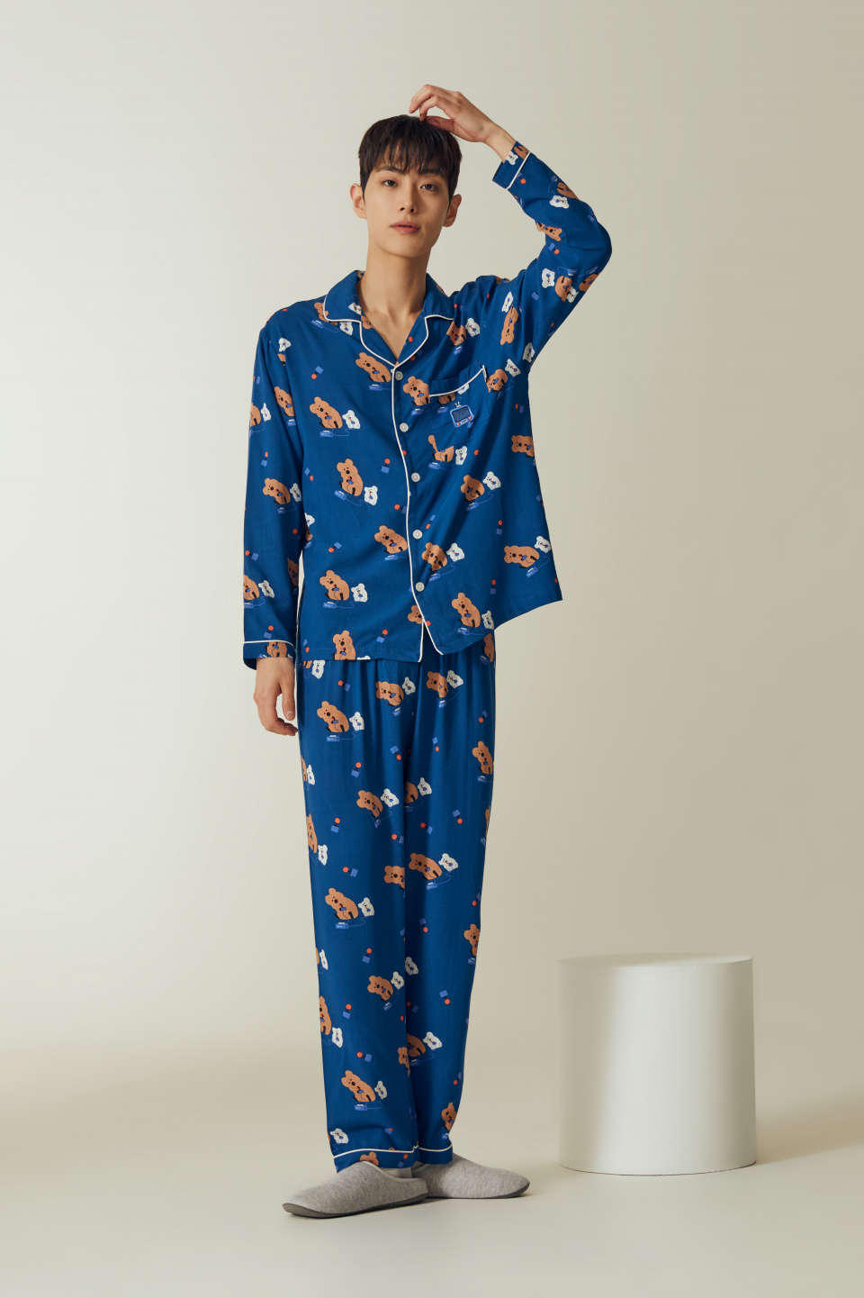 SPAO x Dinotaeng Long Sleeve Pajamas (NAVY)_SPPPD49U07