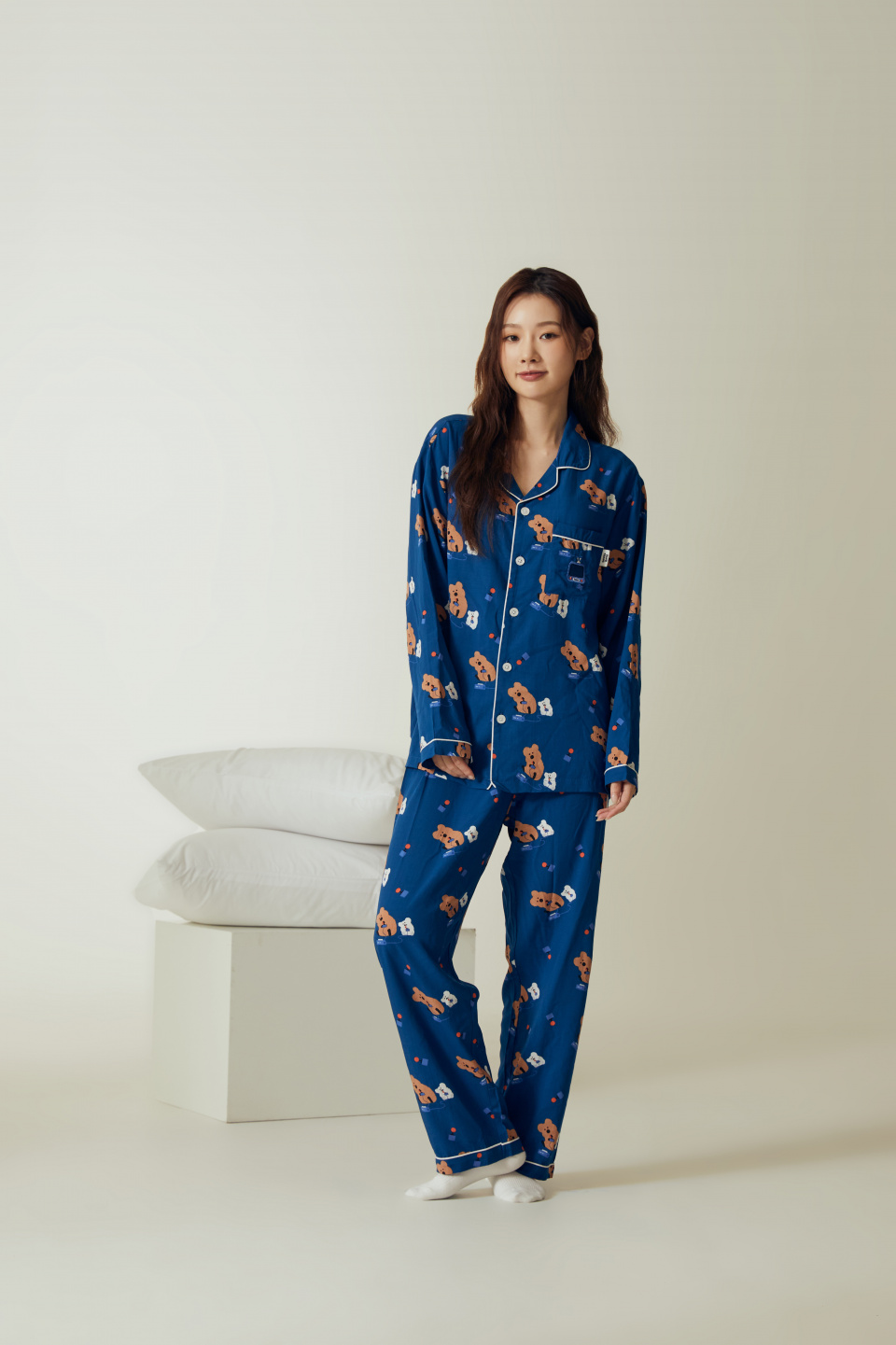SPAO x Dinotaeng Long Sleeve Pajamas (NAVY)_SPPPD49U07