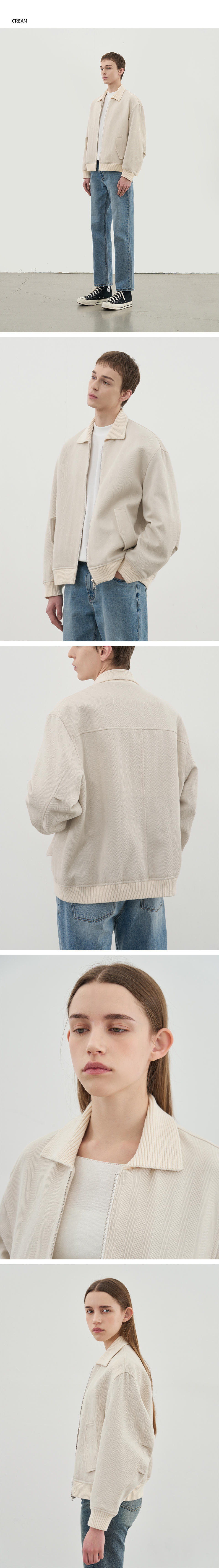 MUSINSA | DRAW FIT Cotton Twill Knit Color Matching Zip-up Jacket [BLACK]