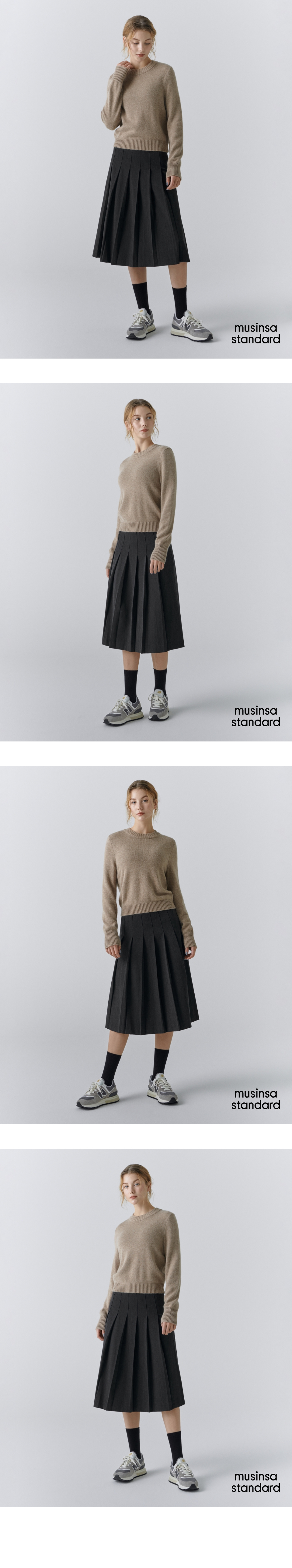 MUSINSA公式 | MUSINSA STANDARD WOMAN WOMENS PLEATS MIDI SKIRT_CHARCOAL GRAY