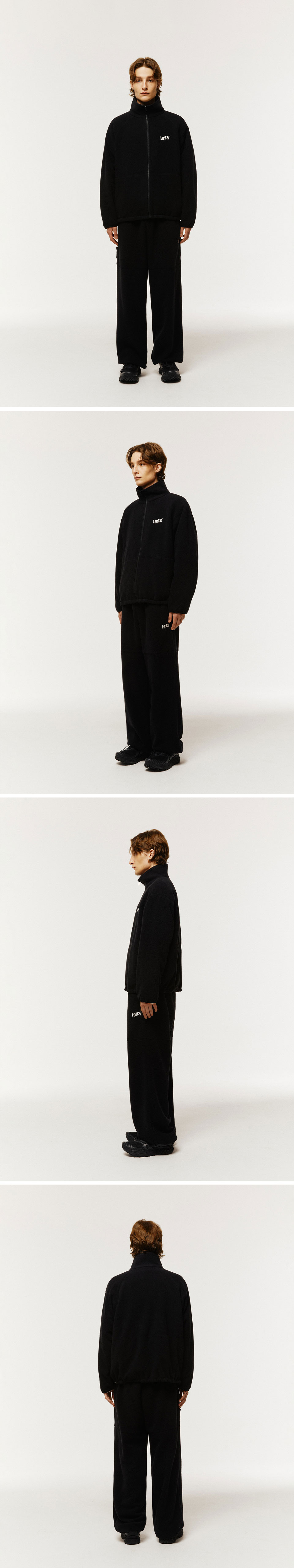 MUSINSA | 1993STUDIO Wave logo fleece zip-up_black